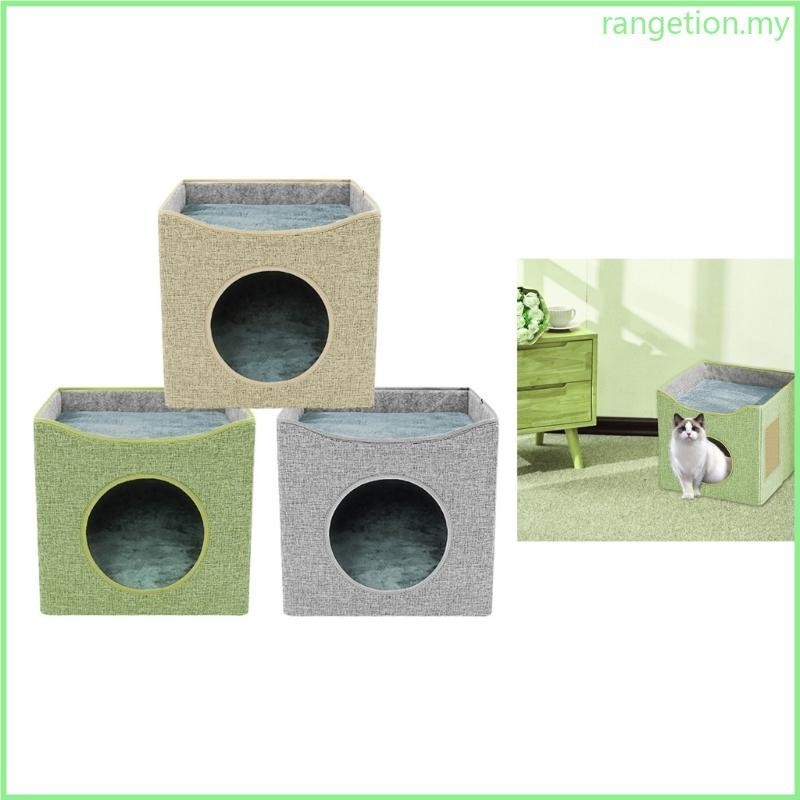 RAN Warm Cat Cave Bed for Indoor Cat Cartoon Hideaway Beds Soft Tent ...