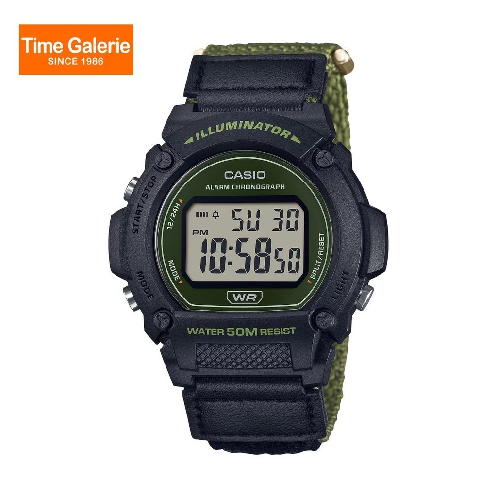 Casio General W-219HB-3AV Green Cloth Band Digital Men Watch | Shopee ...