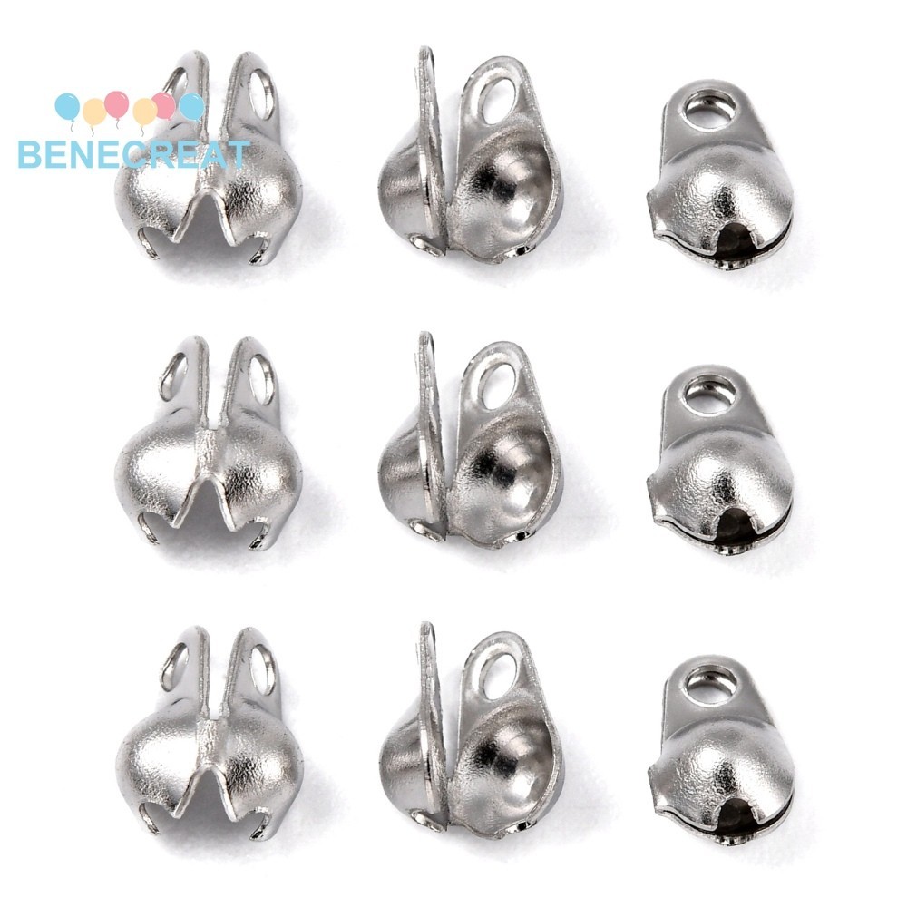 500pc 304 Stainless Steel Bead Tips Calotte Ends Clamshell Knot Cover ...