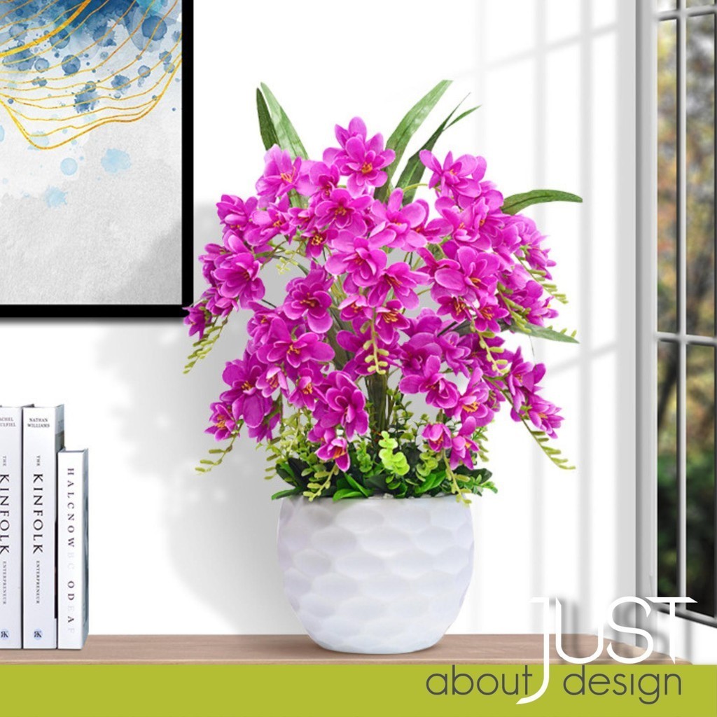 Pasu Dengan Bunga Decorative Artificial Potted Flower Bunga Freesia For ...