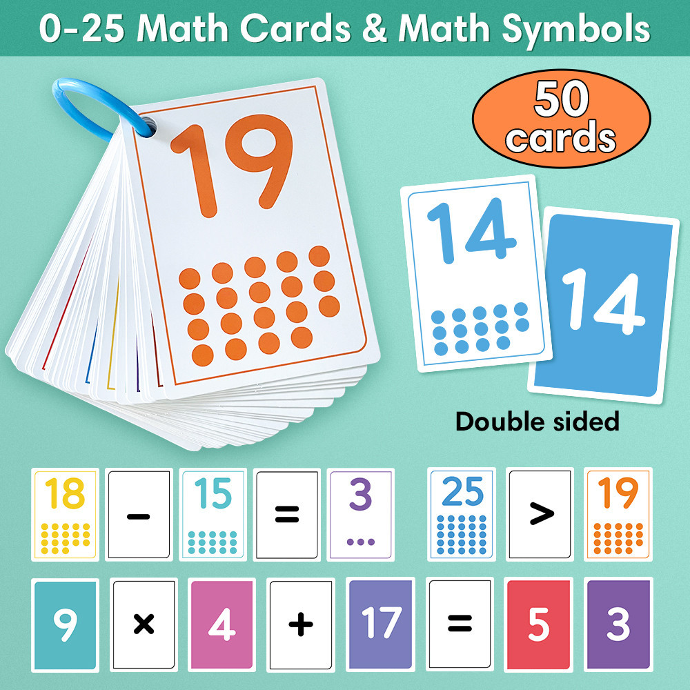 50 Sheets Children Mathematics Learning Cards Addition Subtraction ...