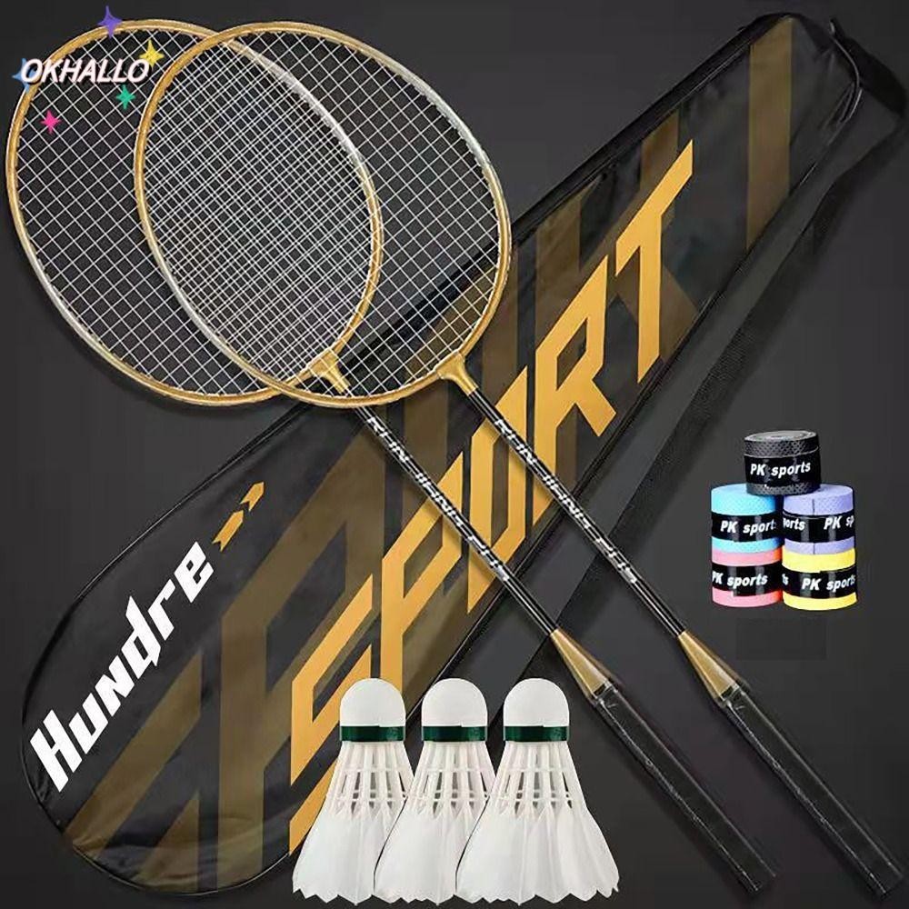 OKHALLO Badminton Rackets, Carrying Bag High Resilience Double Racquet ...