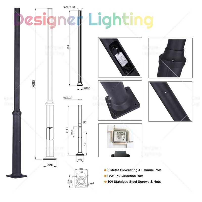 Designer Lighting 3meter Pole Only with Service Door Type Tiang Lampu ...