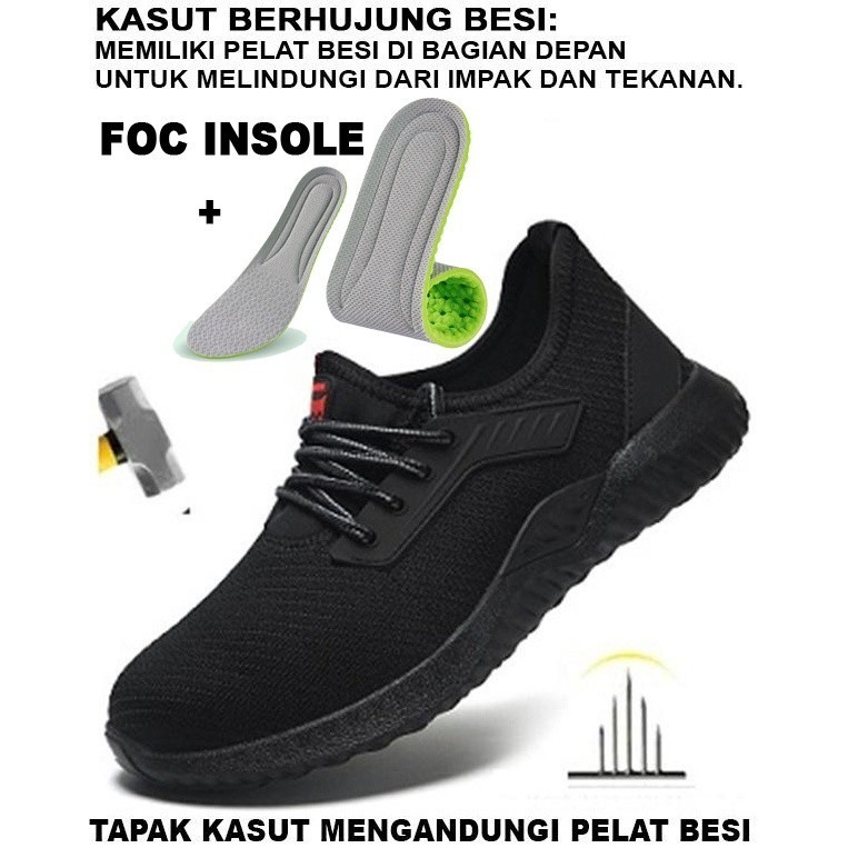 Safety Shoe sekali insole, depan ada besi, tapak kasut ada besi, KOD ...