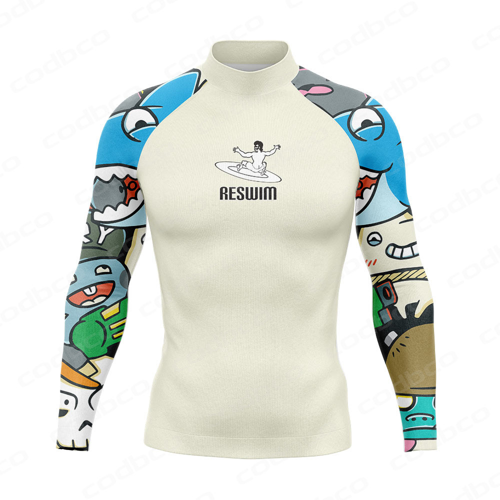 FOR SALE Men's Swimsuit Rash Guard Long Sleeve Surfing Shirts UPF 50 ...
