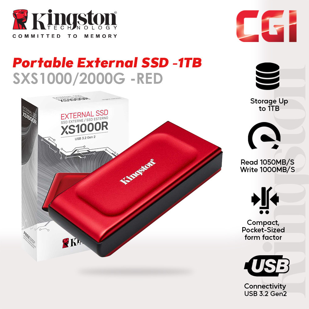Kingston 1TB XSR1000 3.2 Gen 2 Pocket Sized Portable External SSD - 1TB ...