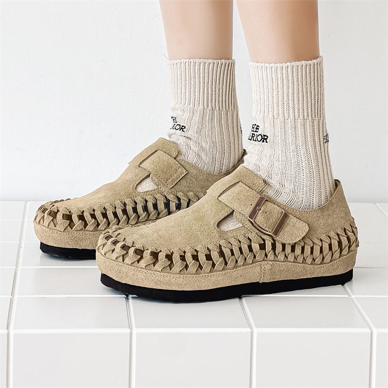 Summer Couple Boken Shoes Versatile Outerwear Casual Lazy Retro Genuine ...