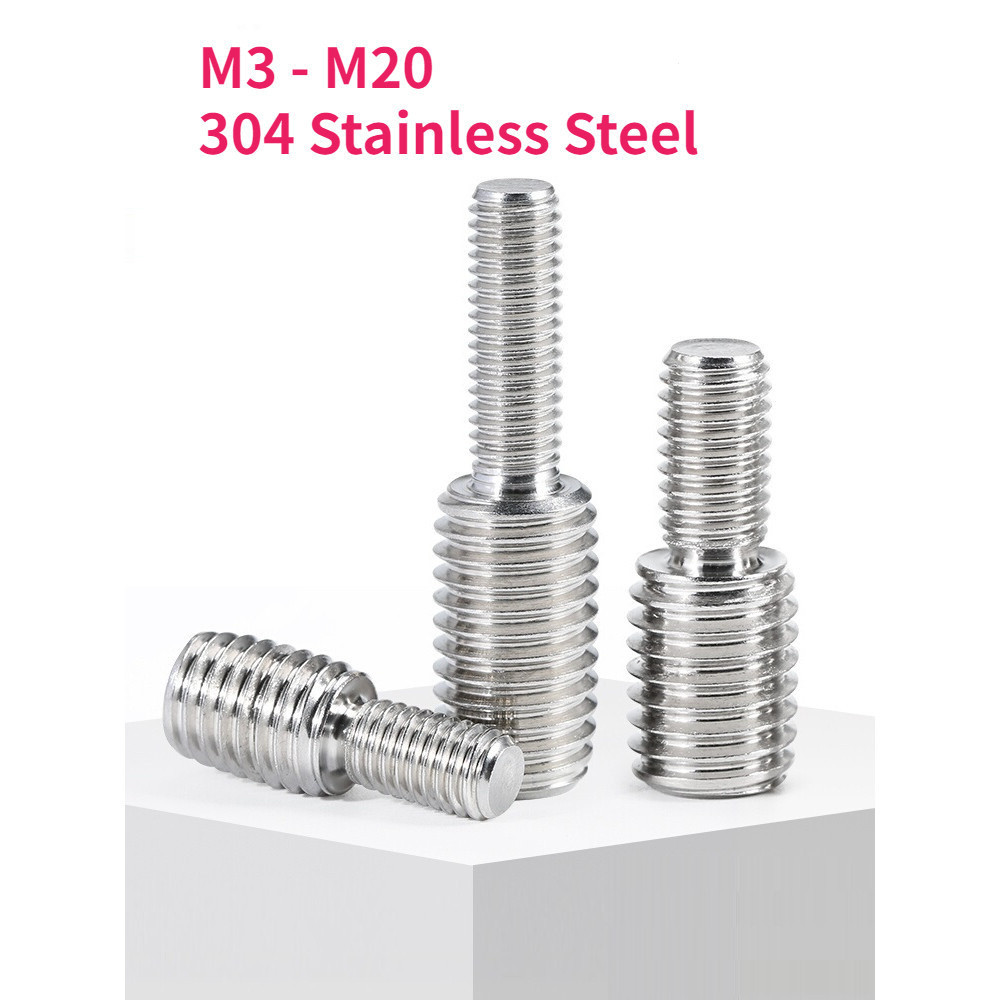 304 Stainless Steel M3 M4 M5 M6 M8 M10 M12 M14 M16 M20 Thread Adapter Male to Male Conversion ...