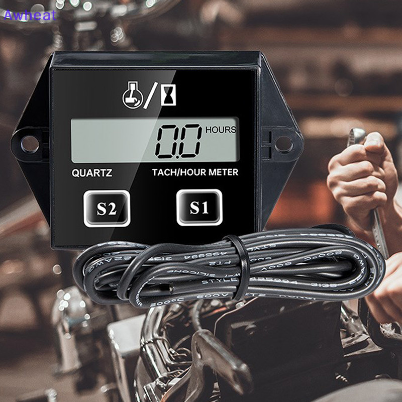 Awheat Resetable Waterproof Digital Display Engine Tach Hour Meter Tachometer Gauge Engine RPM ...