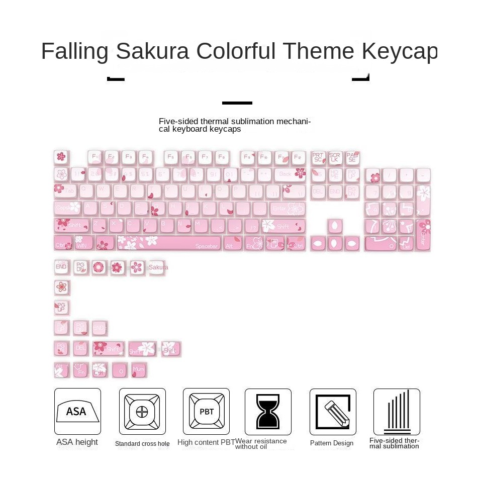 Falling Cherry Blossoms Colorful Pink Gradient Side Transparent Crystal ...