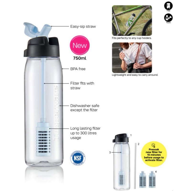Tupperware pure and go water filter bottle set | Shopee Malaysia