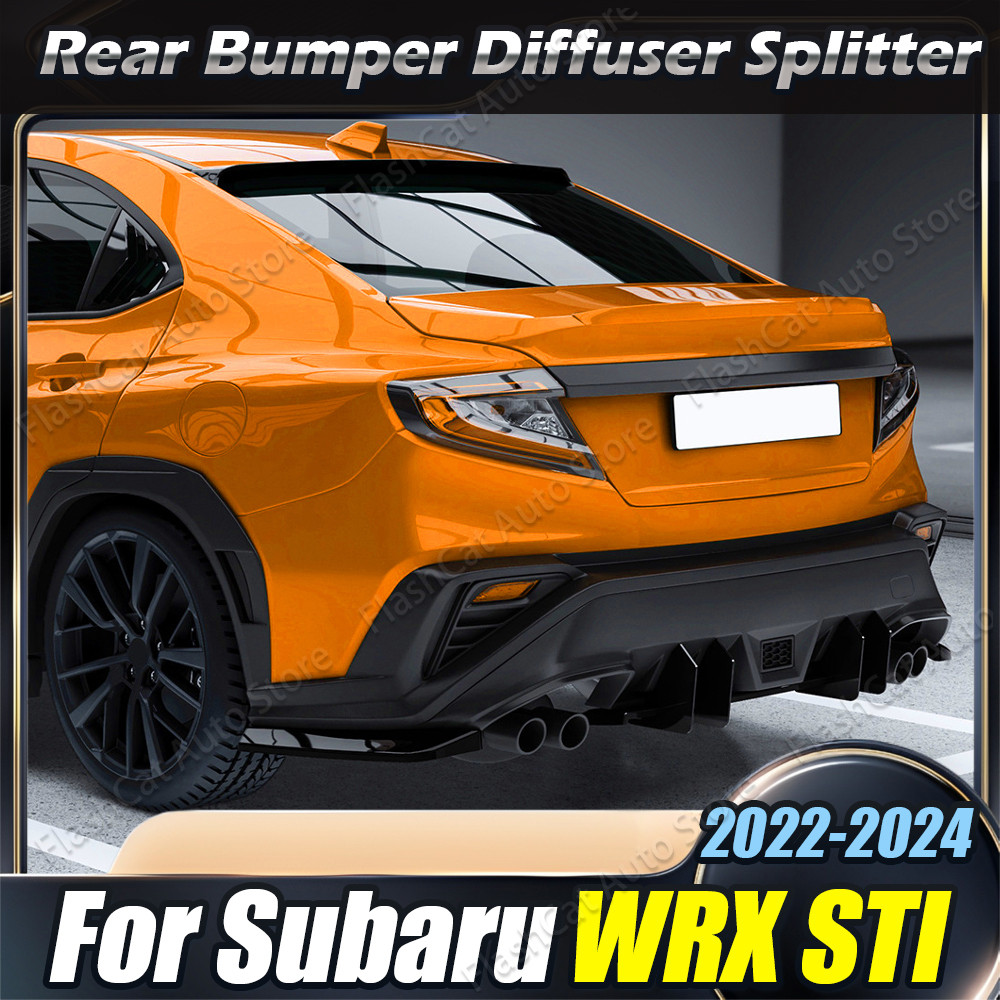 Rear Side Splitters Spoiler Lip Body Kit Gloss Black WRX STI 4 Fins Car ...