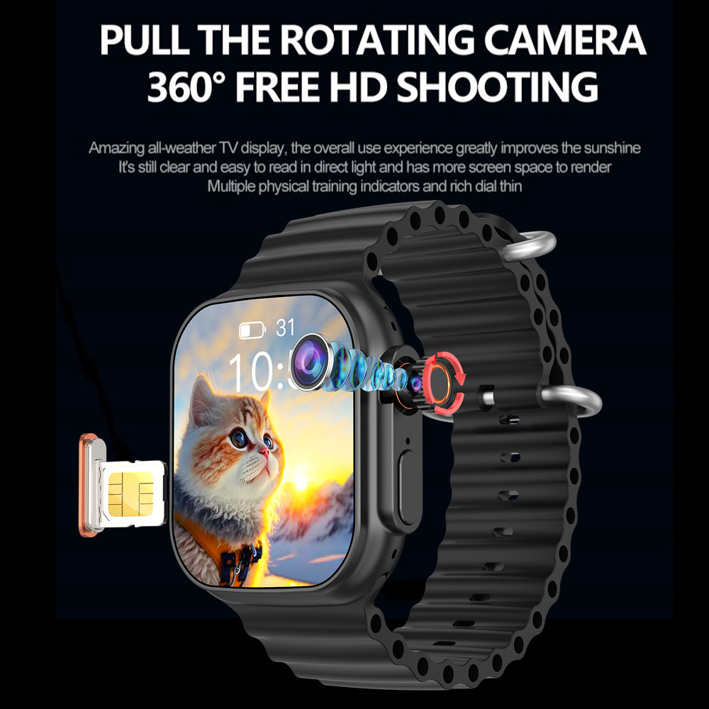 Cellular Version Watch Ultra2 Smart Watch SIM Card And WiFi 4G Android Smartwatch Camera B31 NFC ...