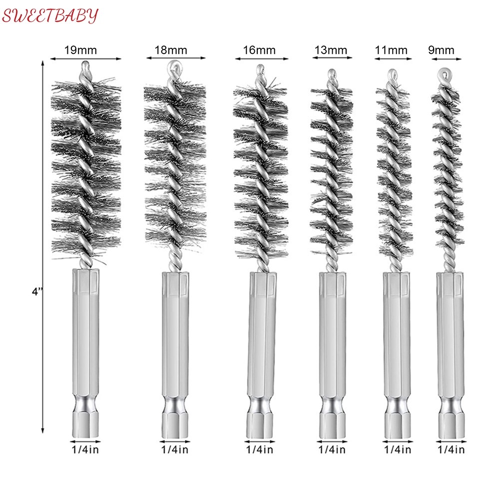 hot| 6 Pieces Bore Brush in Different Sizes Wire Cleaning Brush with ...