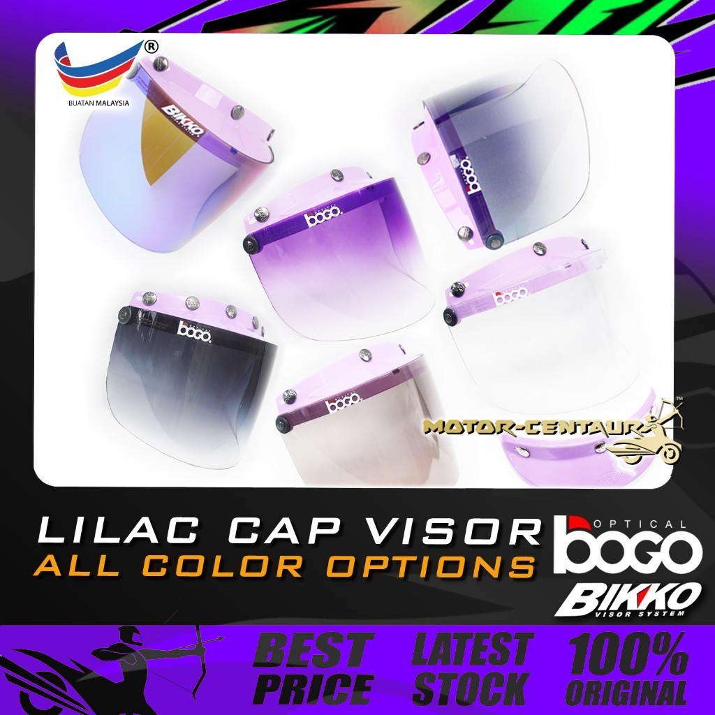 BIKKO/BOGO VISOR BG/BK/BKK-05 CLEAR/TINTED/2-TONE/CRYSTAL LIGHT PURPLE ...