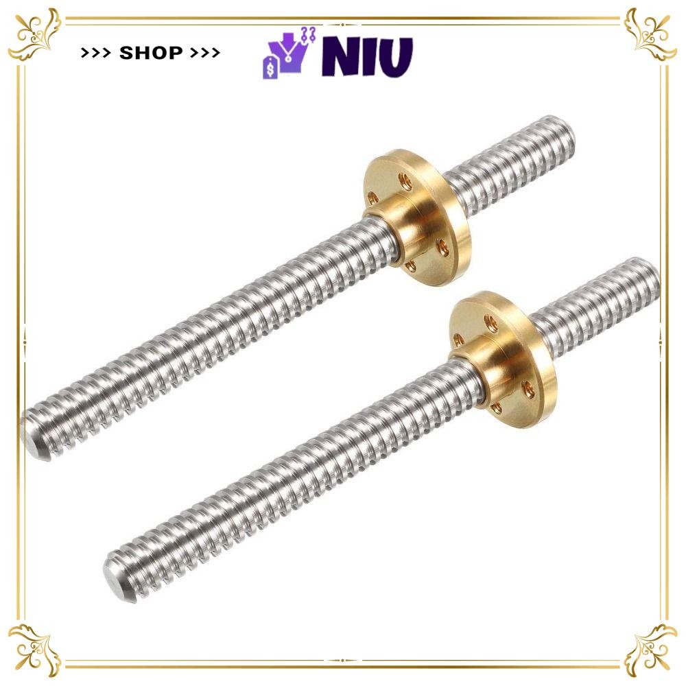 NIU 2Pcs T8 Lead Screw Rod, 100mm Length 8mm Dia Trapezoidal Rods, with Brass Nut 4 Lead ...