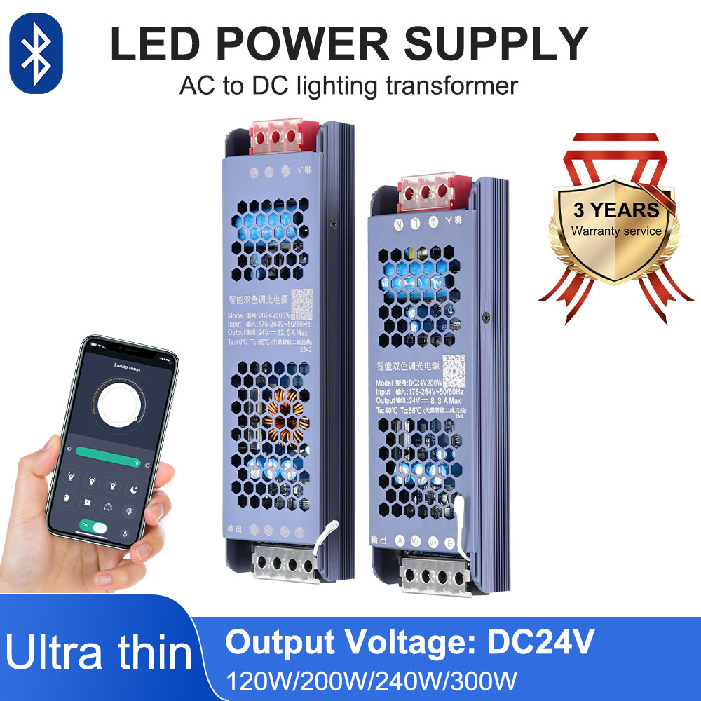 Dimmable LED Power Supply Bluetooth 24V LED Transformer 200W 300W for CCT LED Light APP Control ...