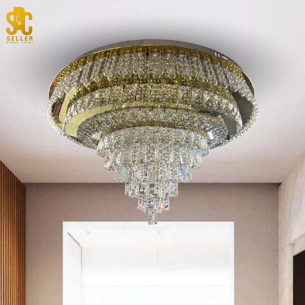 Luxury Crystal Light Modern Style Lampu Kristal Lampu Siling Lampu ...