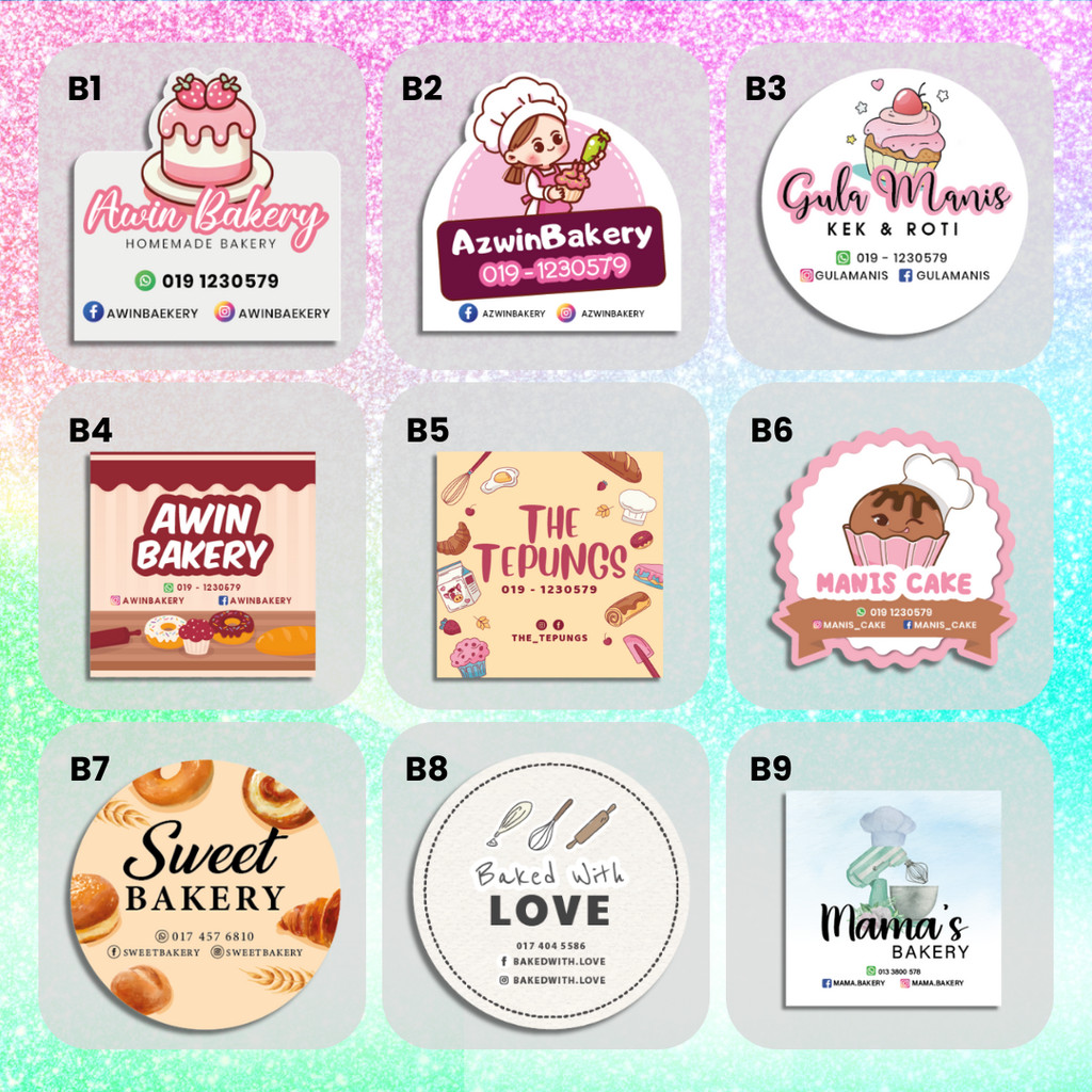 100pcs STICKER BAKERY CUSTOM LABEL PRODUK DOORGIFT STICKER KEK TAPAK ...