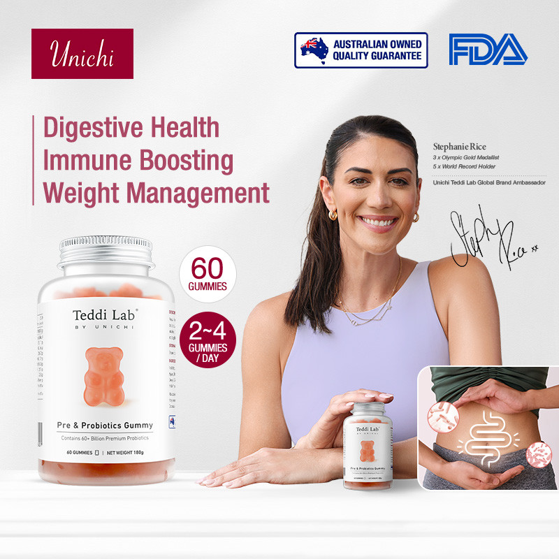 【Official】Unichi Pre & Probiotics Teddi Lab Gummy (60 Gummies)Digestive ...