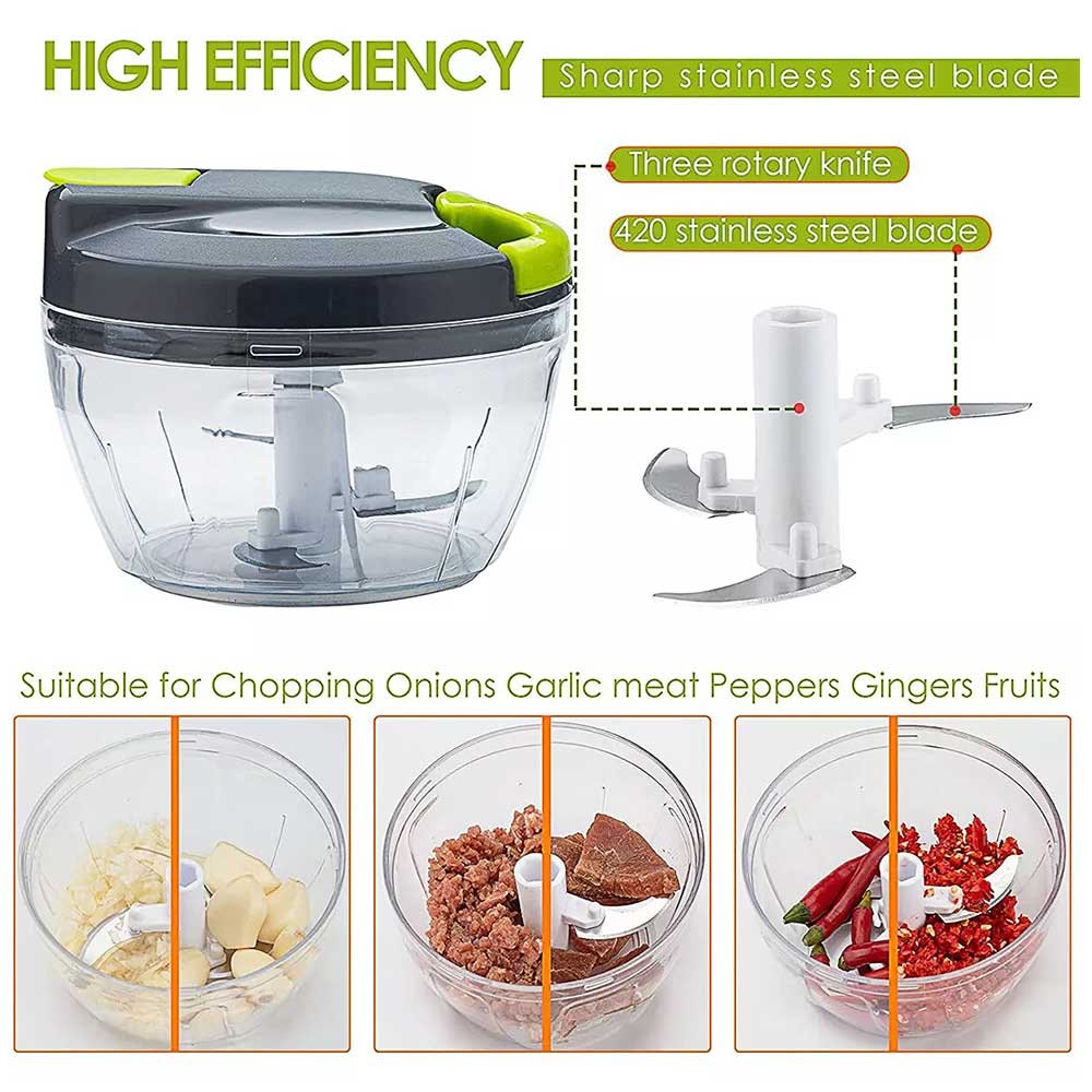 Manual Food Chopper Pull String Hand Held Food Processor Blender ...