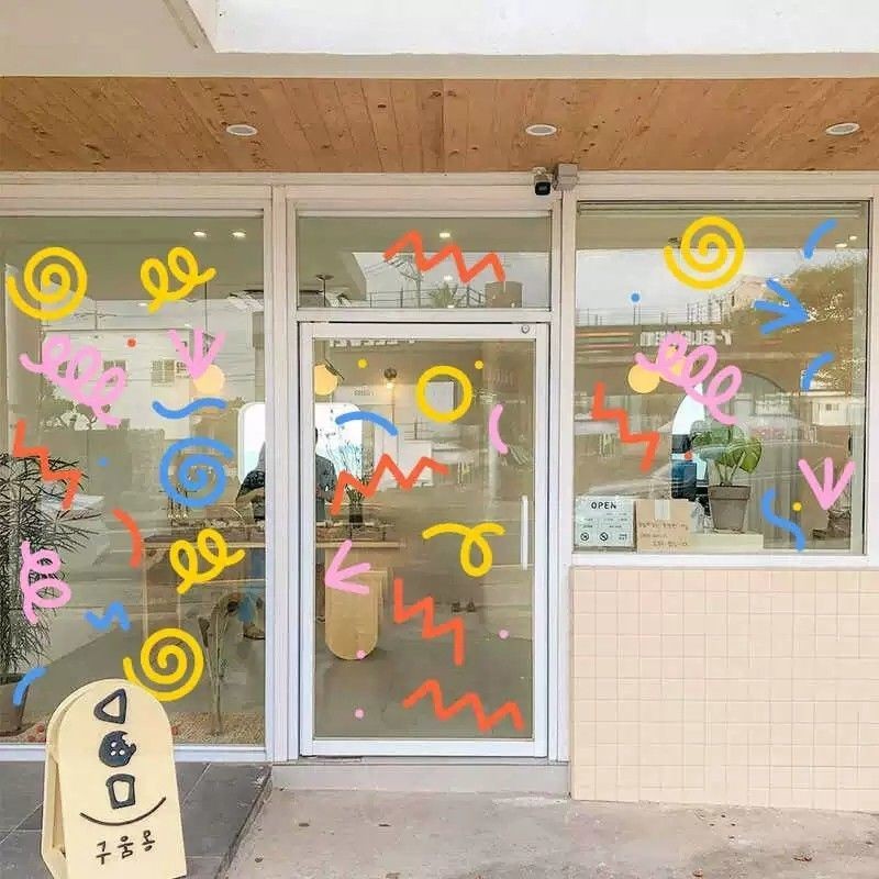 Wallpaper for Storefront Glass Door Decor Colorful Static Cling Window ...
