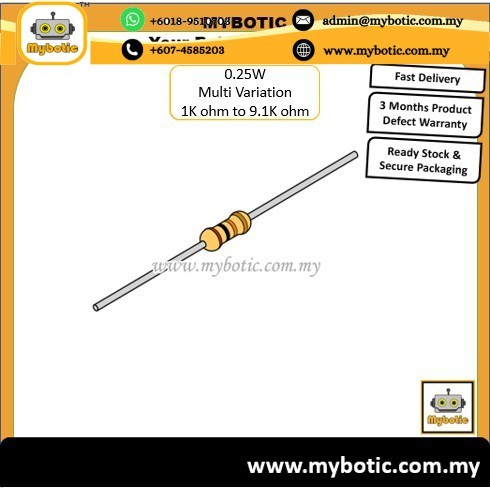 Resistor 0.25 Watt 1K to 10K Ohm Resistor 0.25W (10pcs/ pack) | Shopee ...