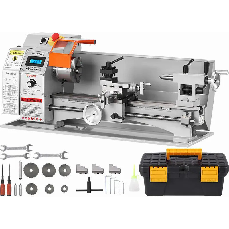 Mini Metal Lathe Machine 7'' x 16'' 800W Precision Benchtop Power Metal ...