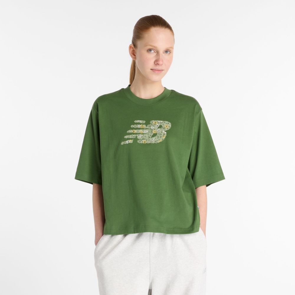 New Balance Womens Flower Logo Crew - DARK ALPINE GREEN | Shopee Malaysia