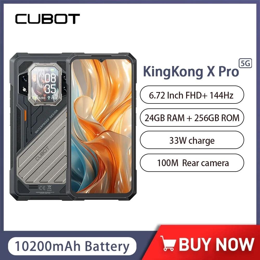 CUBOT KINGKONG X PRO Rugged Smartphone 10200mAh 24GB+256GB Mobile Phone Android 14 100MP 6 ...