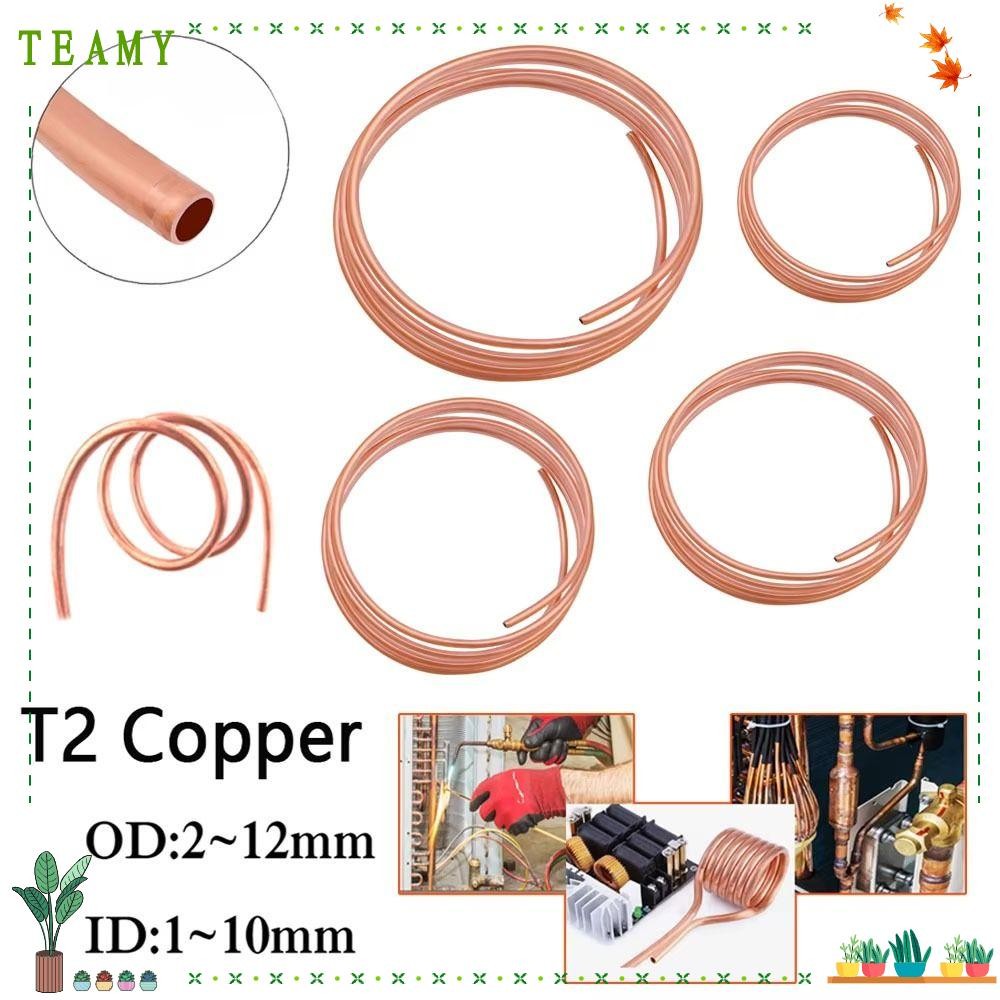 TEAMY 1Pcs T2 Copper, 1 Meter Soft Copper Tube Coil, OD 2-12mm ID 1 ...