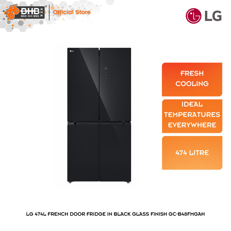 LG 474L French Door Fridge in Black Glass Finish GC-B48FMGAH Fresh ...