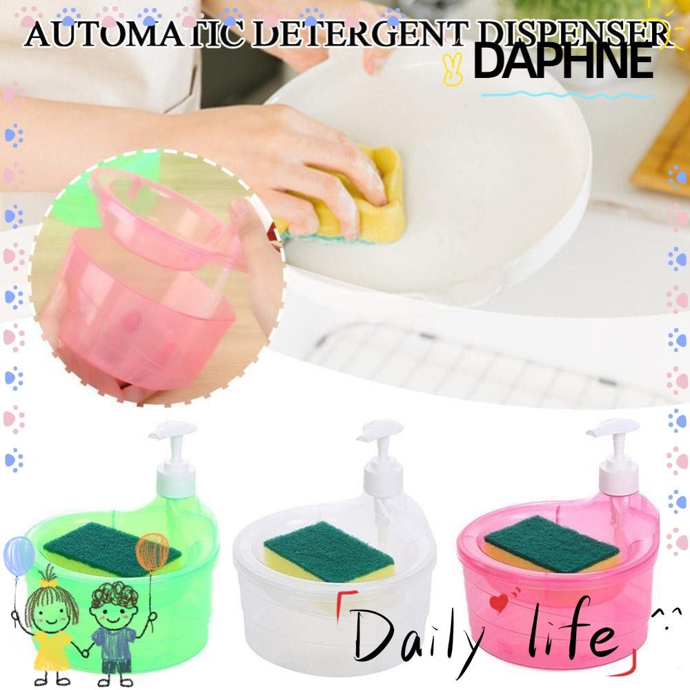 DAPHNE-HOME Soap Dispenser Bottle, Plastic With Cleaning Sponge ...