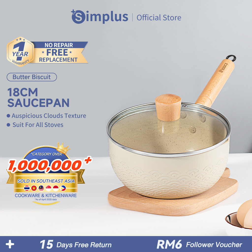 Simplus 18/20cm Yukihira Sauce Pot Non Stick Coating Gas Stove Induction Compatible 410 ...