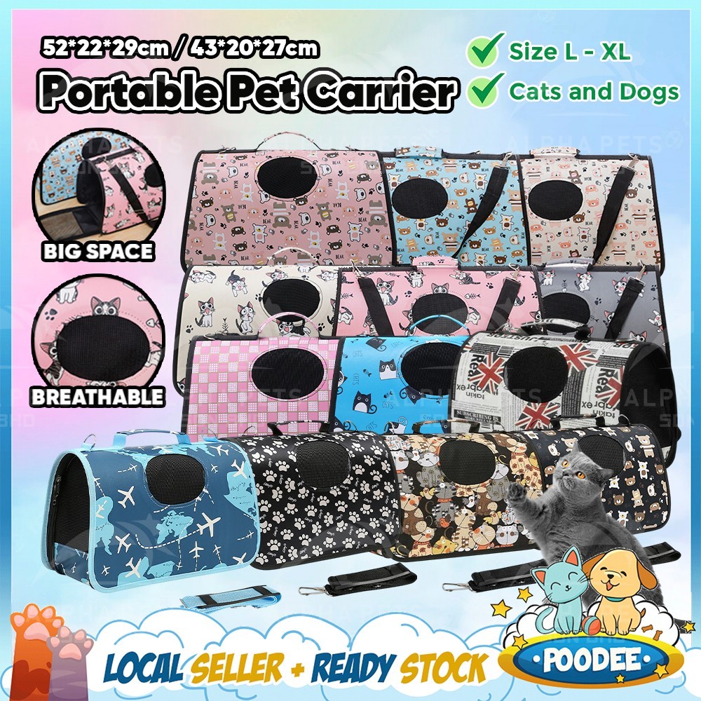 POODEE 53cm/44cm Multi-color Pet Cat Carrier Beg Kucing Travel Foldable ...