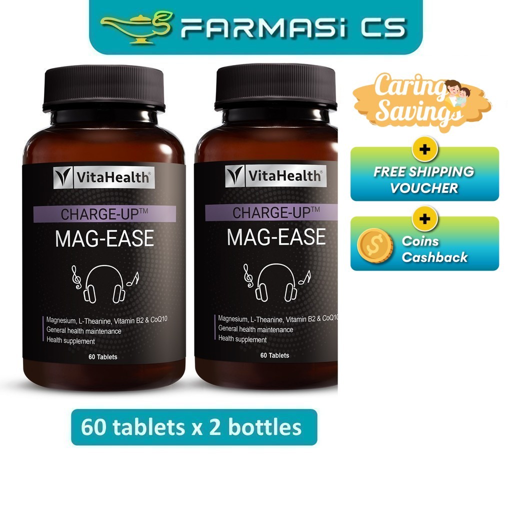 VitaHealth Charge-Up Mag-Ease 60 Tablets x 2 (TWIN) EXP:11/2026 [ Vita ...