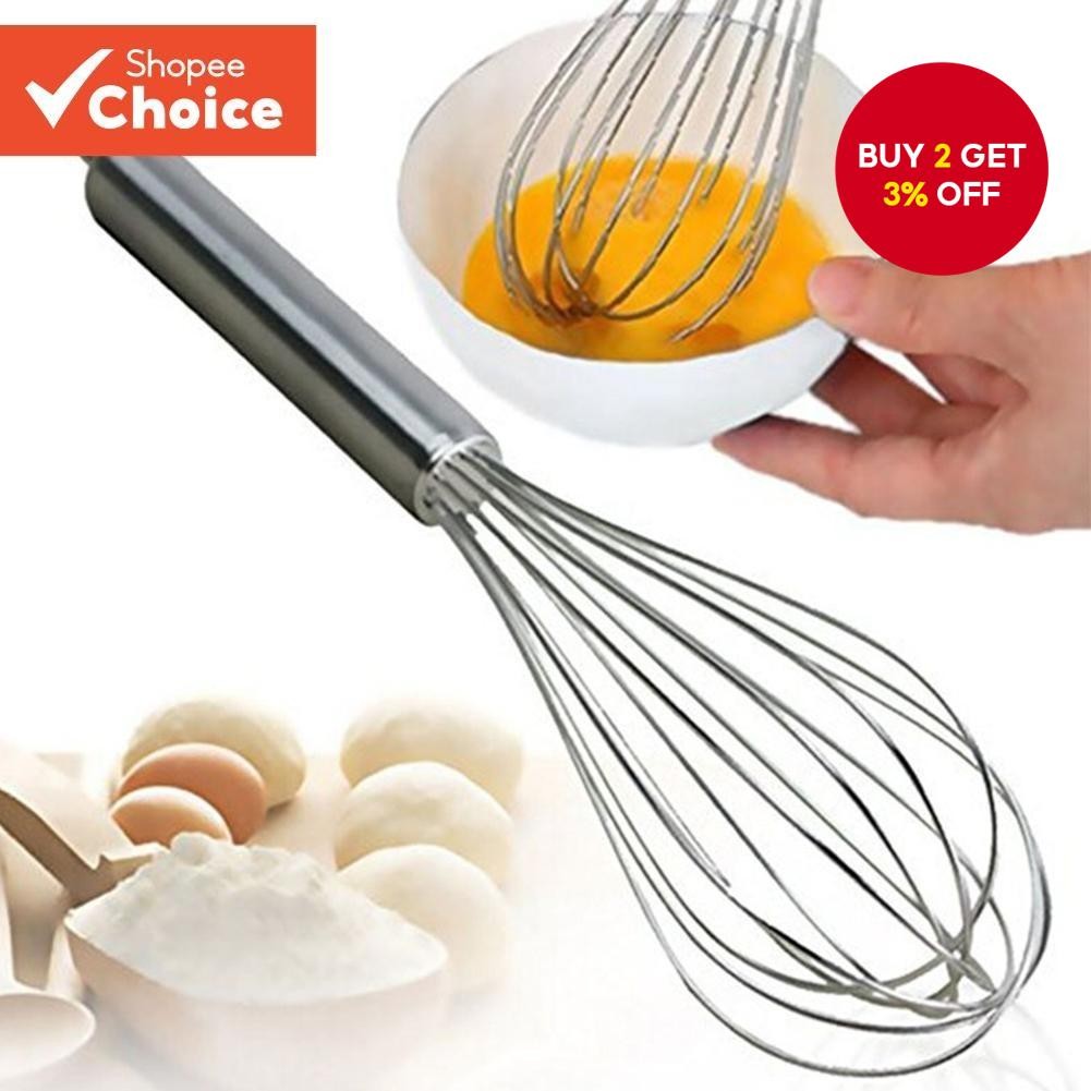 8/10/12 Inches Stainless Steel Balloon Wire Whisk Manual Egg Beater ...