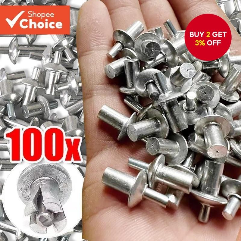 100PCS M5 Hammer Drive Fasteners - Expanded Aluminum Alloy Rivet and Nail Screws for DIY ...