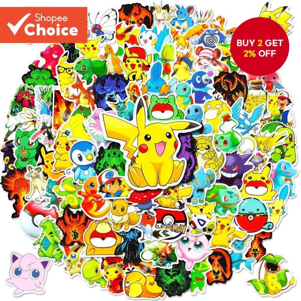 100/50PCS Anime Pokemon Cute Pikachu Waterproof Graffiti Stickers for ...