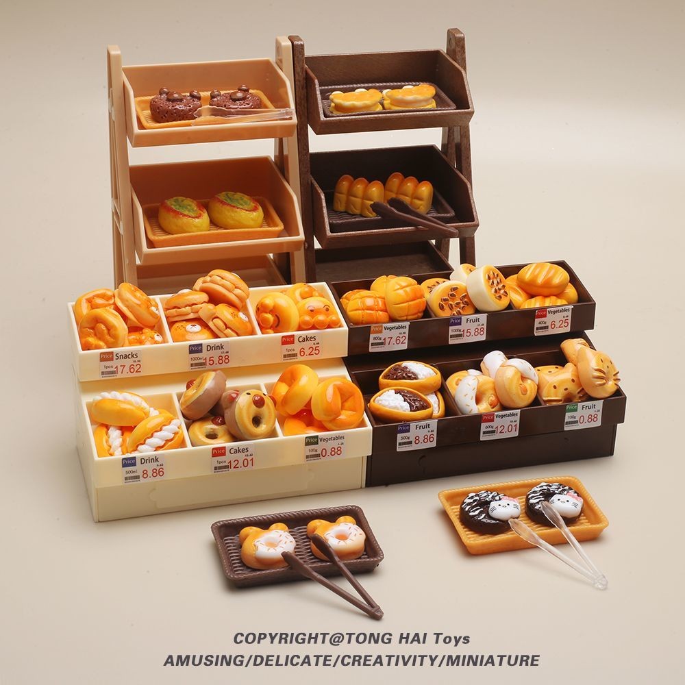 Miniature Fake Bread Cabinet | Miniature Bakery and Pastry Toy Set ...