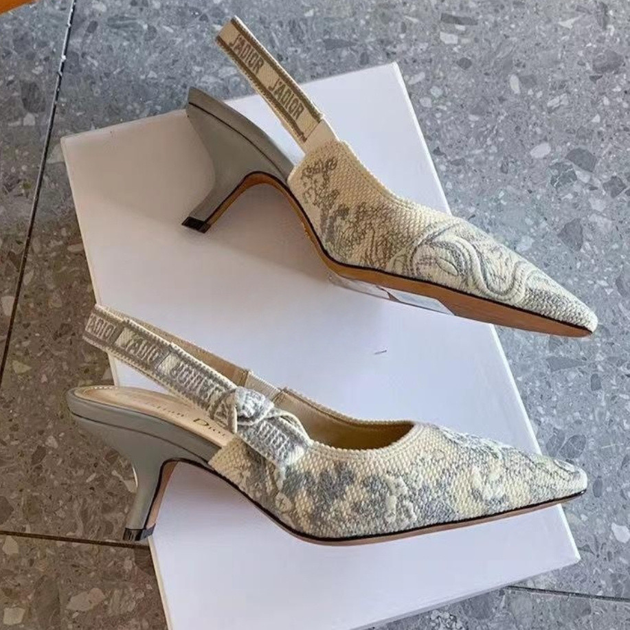 (With Box) Embroidered Letter CD High Heels High Heel Female Kitten ...