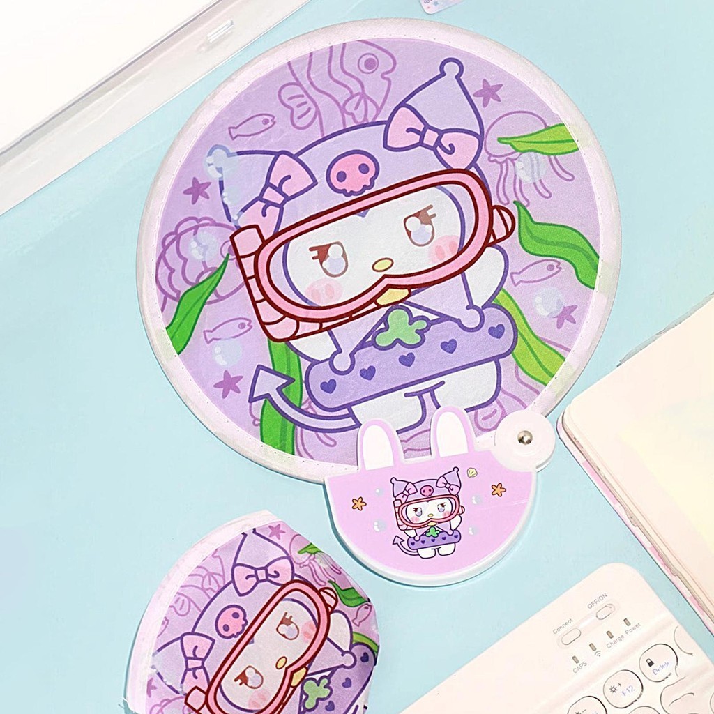 Mini Sanrio Foldable Group Fan Kuromi Cinnamoroll Melody Portable ...