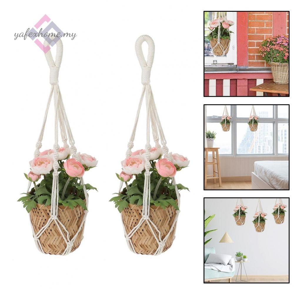 Handwoven Cotton Rope Flower Pot Net Bag Breathable Mesh Design for ...