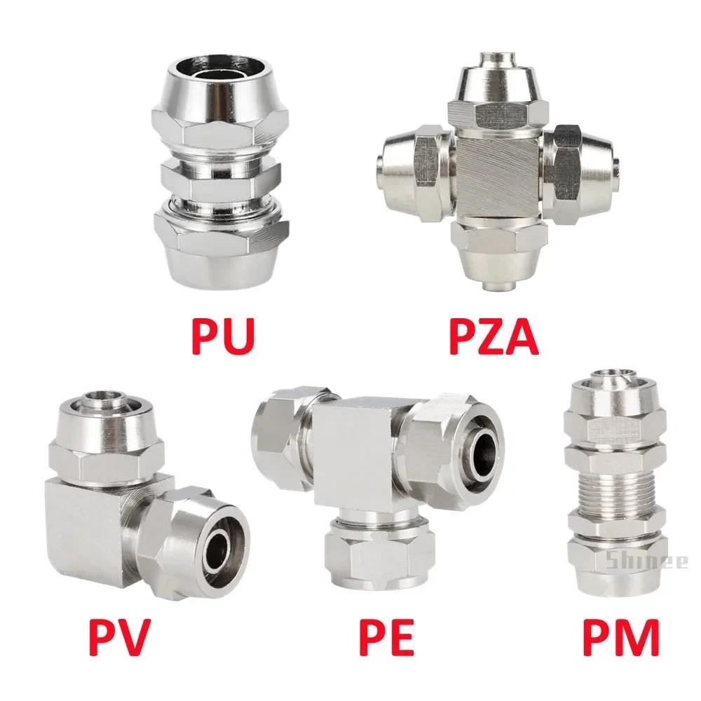 Copper Plated Nickel Pneumatic Air Quick Connector For Hose Tube OD 4MM ...