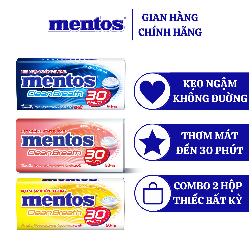 Combo 2 Tin Mentos Clean Breath Sugar-Free Lollipops (Multiple Flavors ...