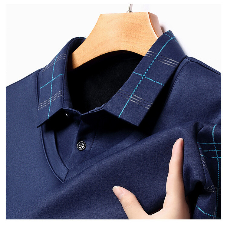 New High-end Fake Two-piece Checkered Polo Shirt, Casual and ...