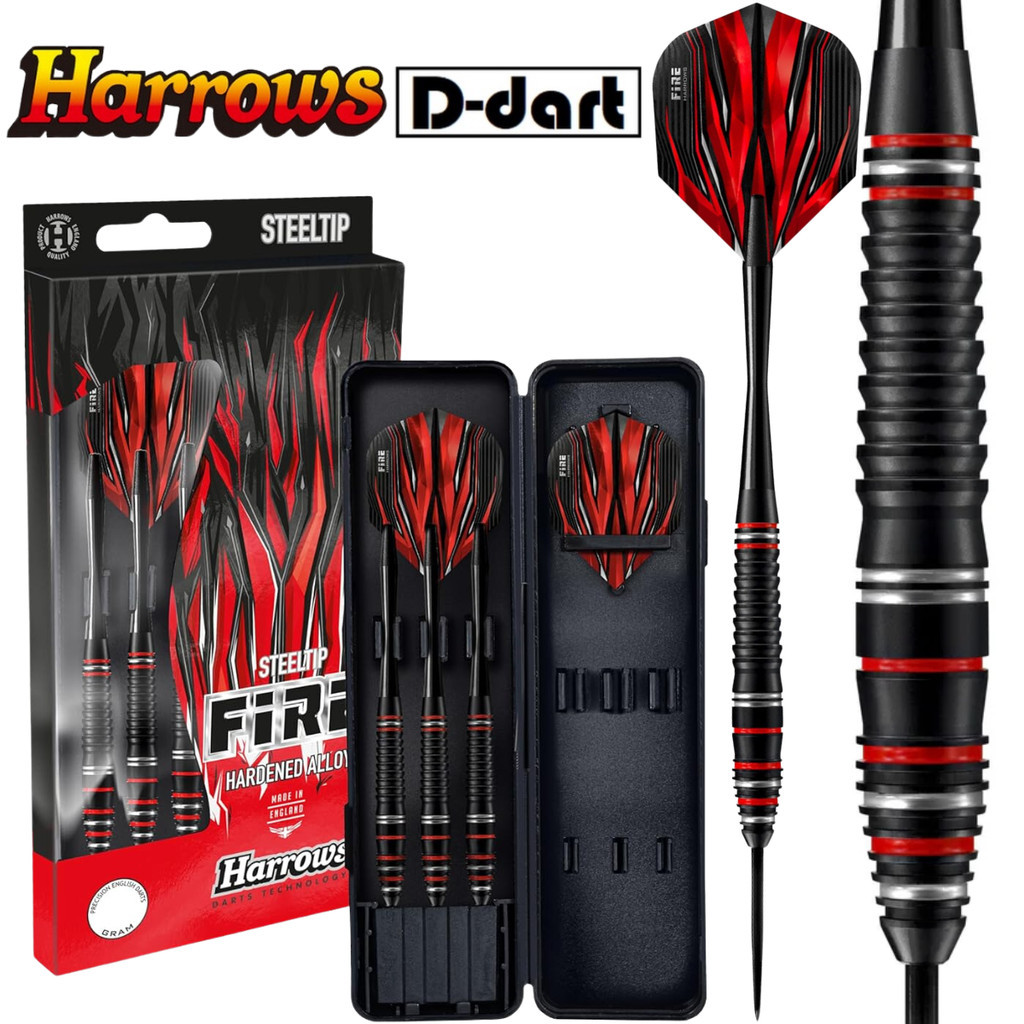 HARROWS STEEL TIP DARTS - FIRE HIGH GRADE ALLOY DART SET ORIGINAL STEEL ...