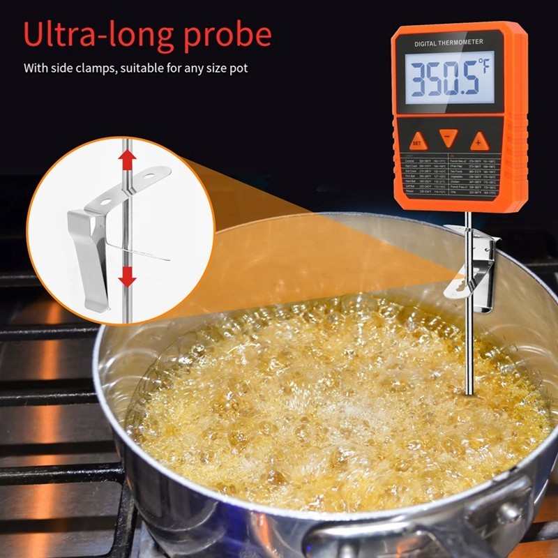 Probe Candy Thermometer with Pot Clip,Alarm ,IPX6 Rotatable Large ...