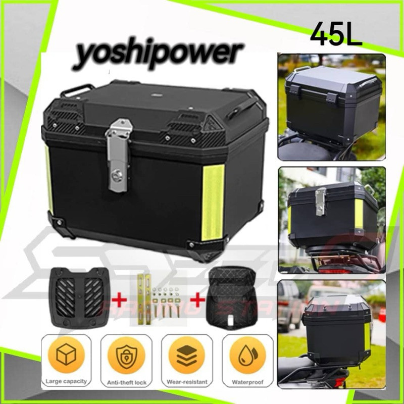 YOSHIPOWER TOP BOX PETAK MOTORCYCLE 45L with lock box motorsikal 45 ...