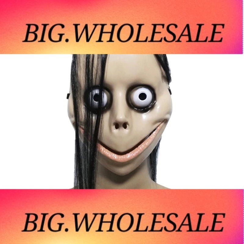 Halloween Horror With Long Hair Mask Funny Mask V-shaped Mouth Mask ...